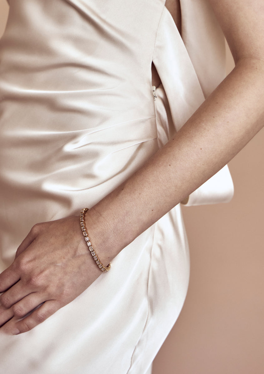 Alma Gold Emerald Crystal Bracelet - Modern Bridal Jewellery